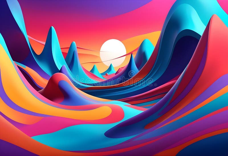 Dazzling, Amorphous 3D Structures in a Prismatic Color Scheme Stock ...