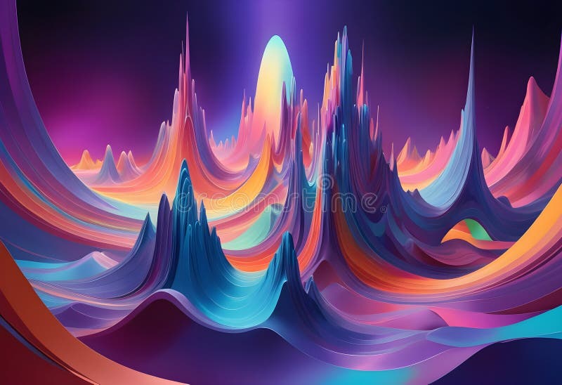 Dazzling Amorphous 3d Structures In A Prismatic Color Scheme Stock Illustration Illustration