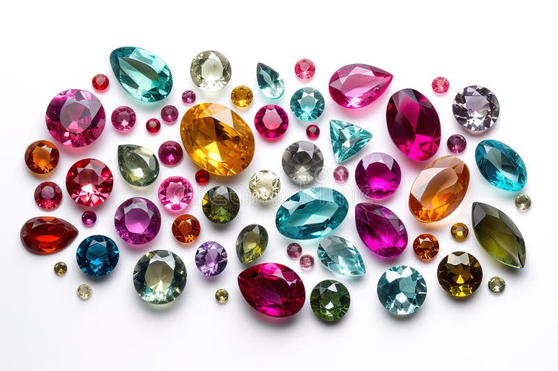 Dazzling Array of Colored Gems on White Background Stock Photo - Image ...