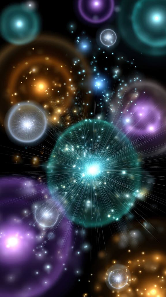 A Dazzling Array of Colorful Orbs Burst Across a Dark Field, Emanating ...
