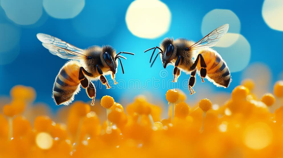 A Dazzling Array of Flowers in a Field, with Bees Darting among Them ...