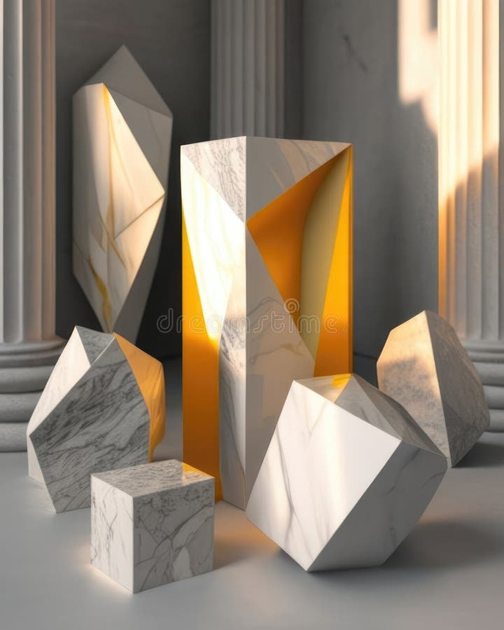 Dazzling Array of Gleams Darting Around a Masterpiece of Stone. Podium ...