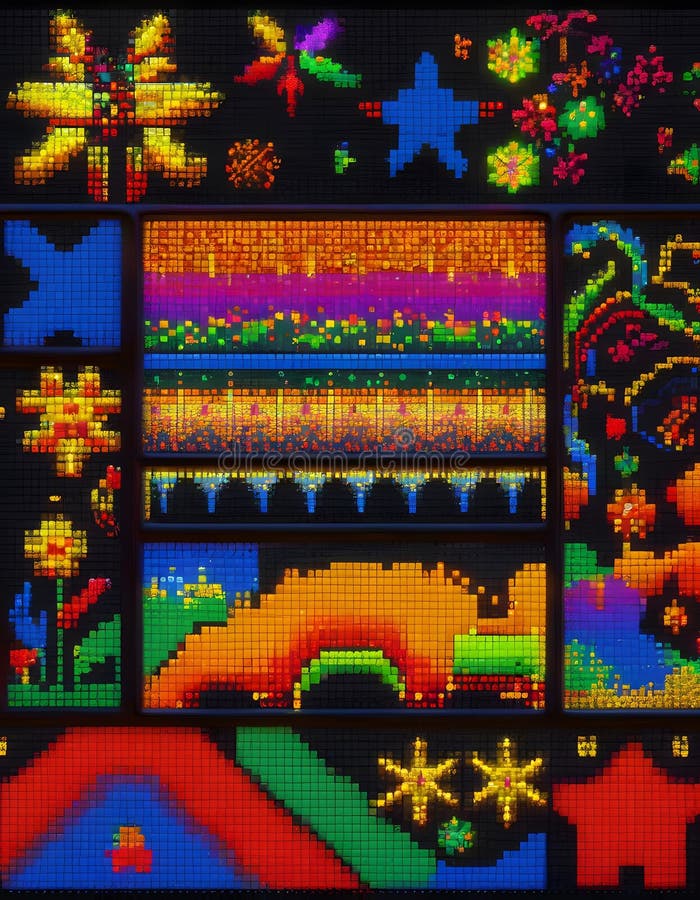 Vibrant Light Bead Mosaic Display Stock Image - Image of luminescent ...
