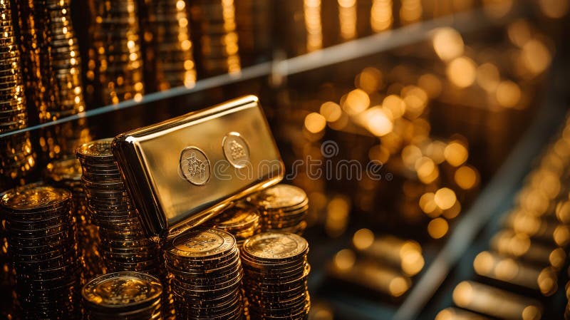 A Dazzling Array of Luxurious Gold Bars and Coins Elegantly Displayed ...