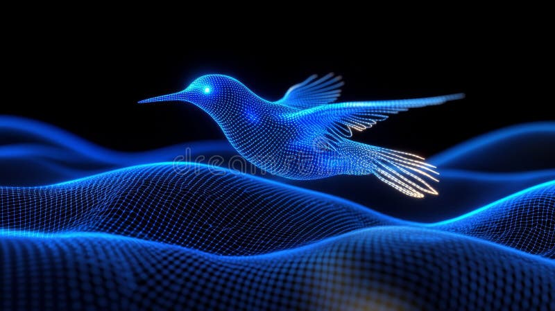 A Dazzling Avian Form Pierces through Crumbling Digital Obstructions ...