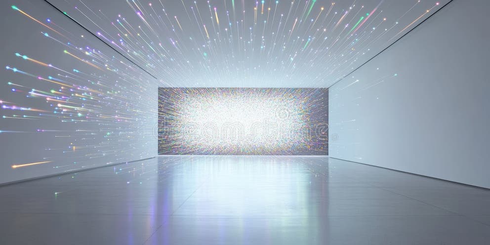 Dazzling Beam of Light Against Pristine White Screen in Modern Space ...