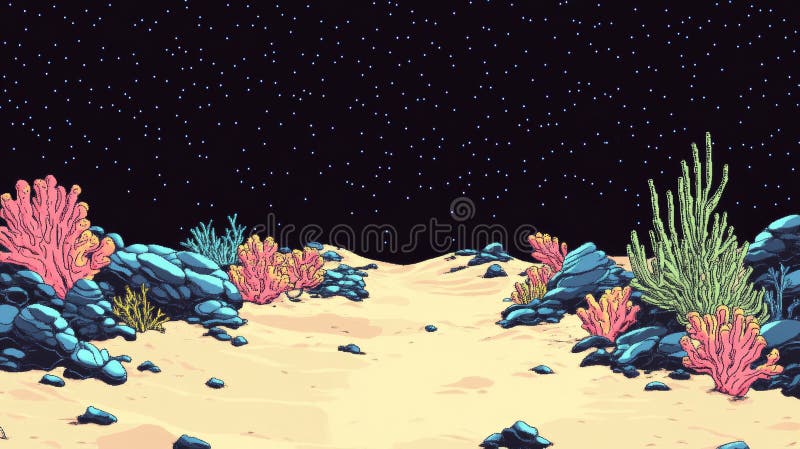 Dazzling Bioluminescent Oceanic Coral Reef Vision Stock Image - Image ...