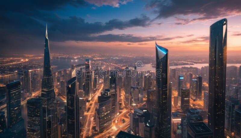 Dazzling Cityscape at Twilight Stock Photo - Image of metropolitan ... Dazzling Cityscape at Twilight Stock Photo - Image of metropolitan ...