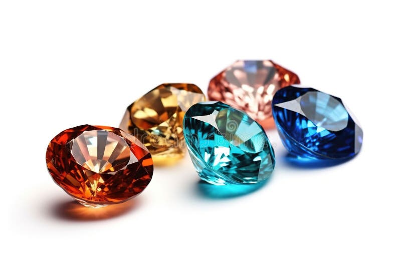 Dazzling Colourful Gems on a White Background Stock Illustration ...