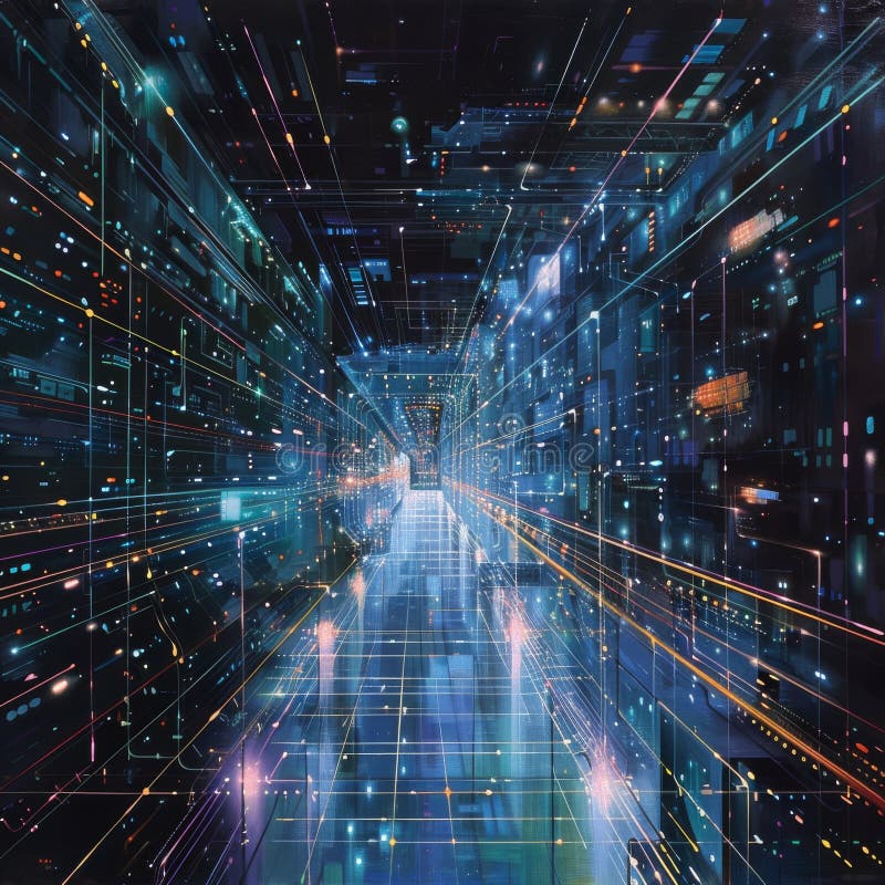 Futuristic Data Stream Corridor Stock Photo - Image of concept ...