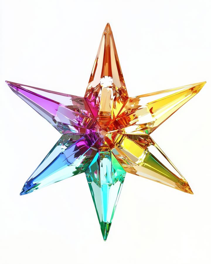 A Dazzling Crystal Star with Vibrant, Multi-colored Reflections Against ...