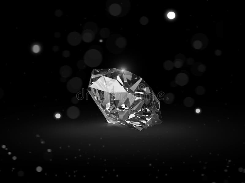 Dazzling Diamond on Black Background with Abstract Lights. Stock ...