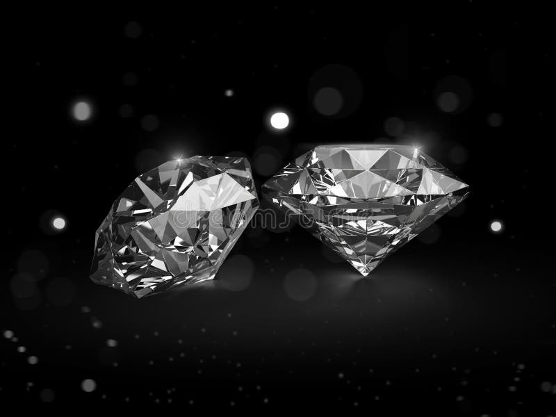 Dazzling Diamond on Black Background with Abstract Lights. Stock ...