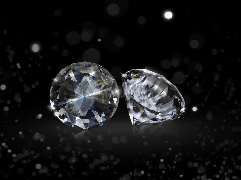 Dazzling Diamond on Black Background with Abstract Lights Stock Photo ...