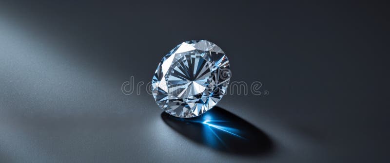 A Dazzling Diamond Reflects Light and Casts a Blue Shadow Stock Photo ...