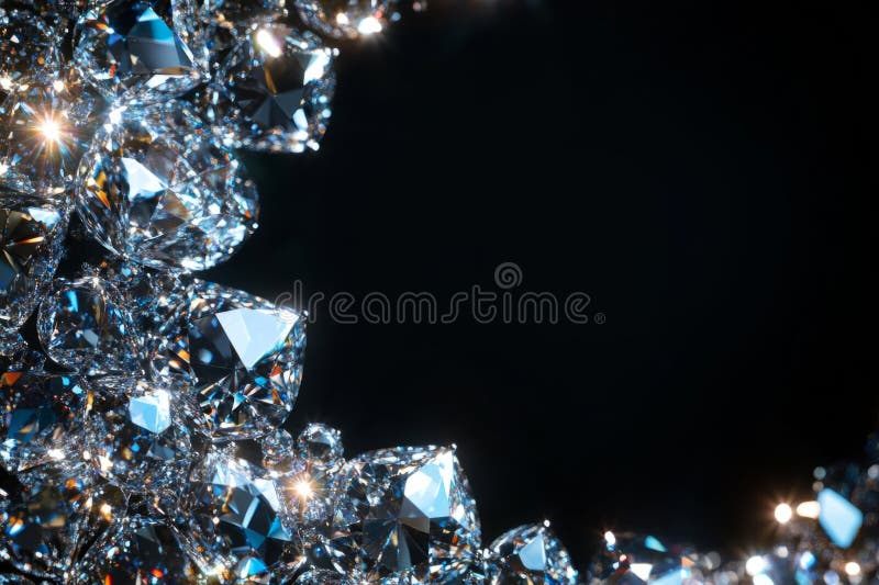 Dazzling Diamonds Sparkle, Creating a Luxurious Border on a Black ...