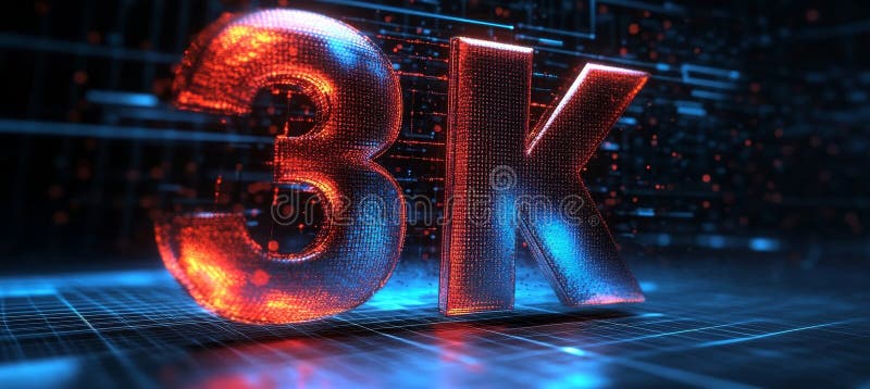 Dazzling Digital Display Glowing 3K Resolution Text Illuminates ...