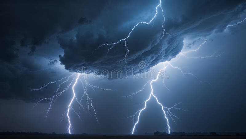 Dazzling Display of Electric Lightning Illuminates Dark Sky with ...