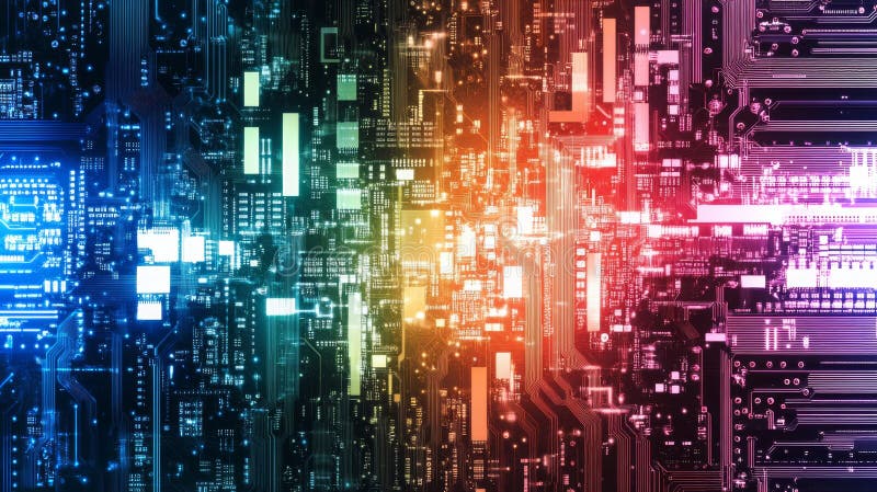 Dazzling Display of Light and Color in Circuit Patterns Representing ...