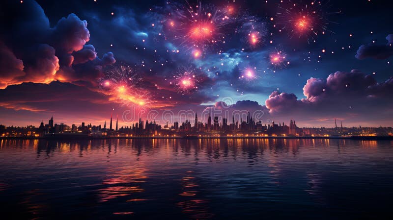 Dazzling Display Lights Up Enchanted Evening, Generative AI Stock ...