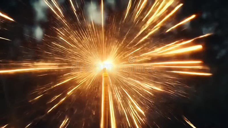 A Dazzling Display: Radiant Sparks Emanating from a Central Handheld ...