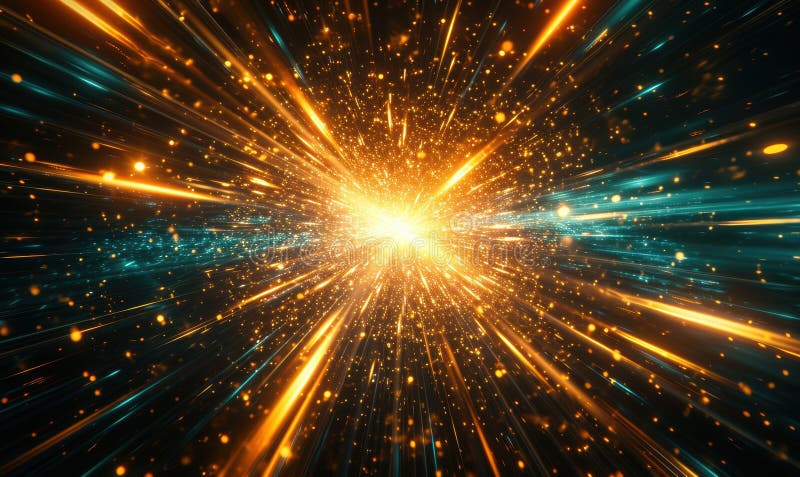 Dazzling Explosion of Golden Light and Energy Stock Illustration ...