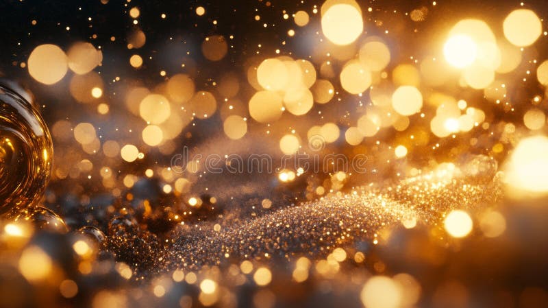 Dazzling Explosion Golden Light Sparkles Glittering Background Stock ...