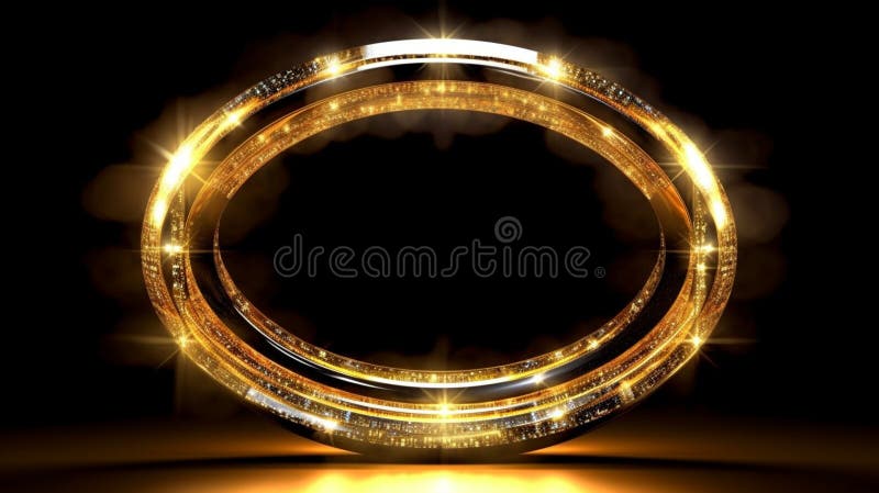 Dazzling Golden Circle Light with Abstract Forms Stock Illustration ...