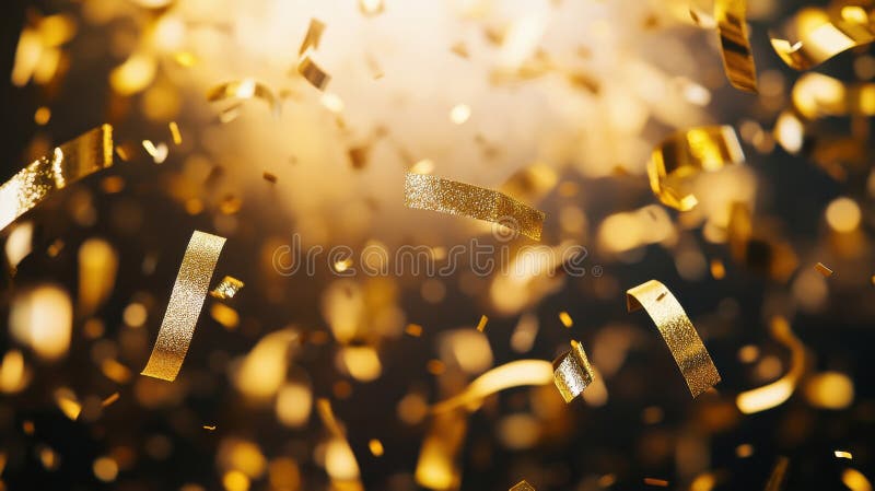 Dazzling Golden Confetti Falling in Mesmerizing Light Show Stock ...