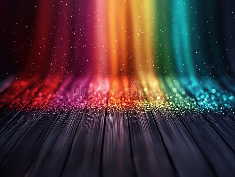 Dazzling Light Rays Fanning Out from a Central Source, Rainbow Colors ...