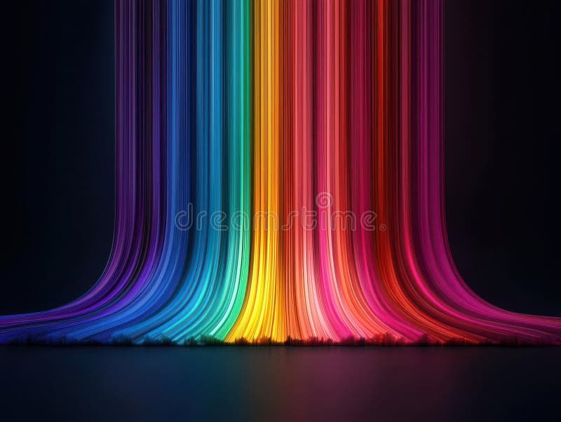 Dazzling Light Rays Fanning Out from a Central Source, Rainbow Colors ...