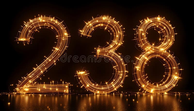 Dazzling Luminescence: Sparkling Number Sequence in Radiant Gold Light ...