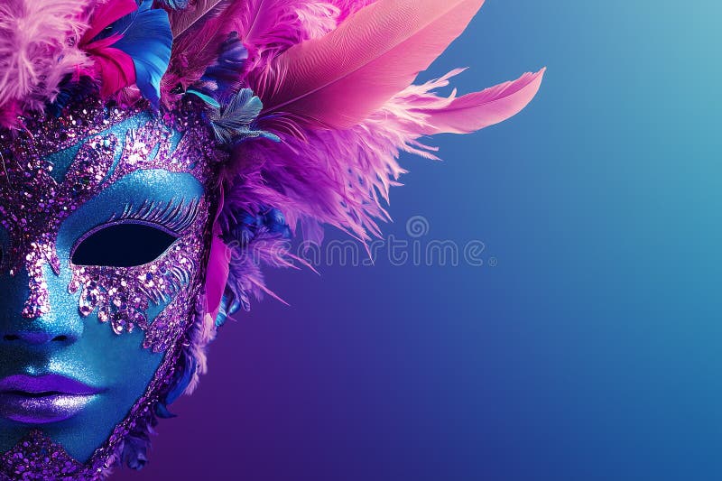 Dazzling Masquerade Design on a Blue Gradient Background Stock ...