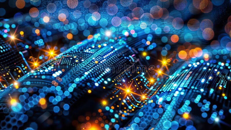 Circuit Dreams: Electronic Bokeh Backdrop, Generative Ai Stock ...