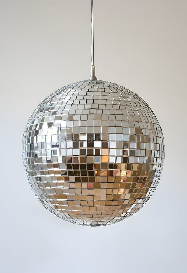 Dazzling Metallic Disco Ball Hanging in Minimalist Interior Stock Image ...