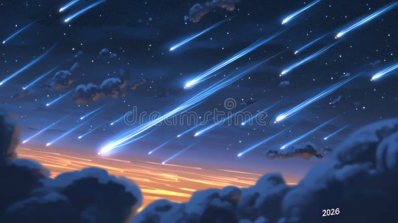 Dazzling Meteor Shower Illuminates the Night Sky, Year 2026 a ...