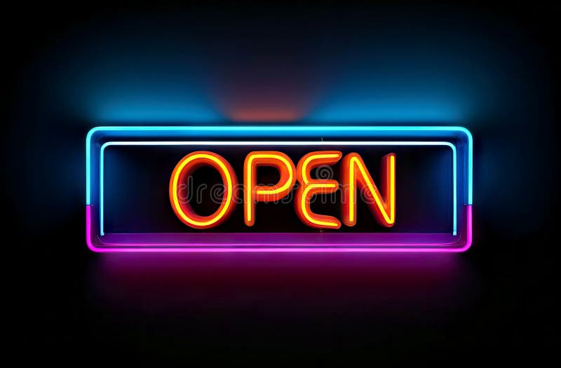 The Dazzling Neon Sign OPEN Pierces the Darkness with Its Rich Light ...