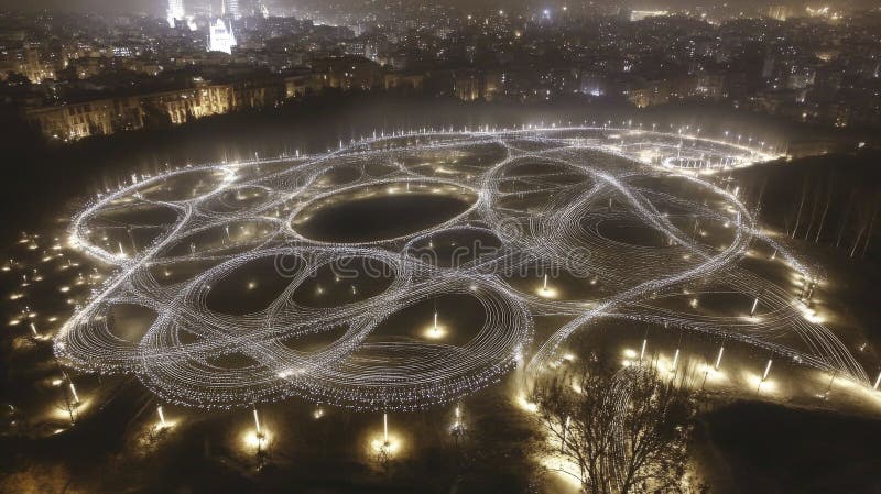 Dazzling Night View of an Intricate Light Installation Stock ...