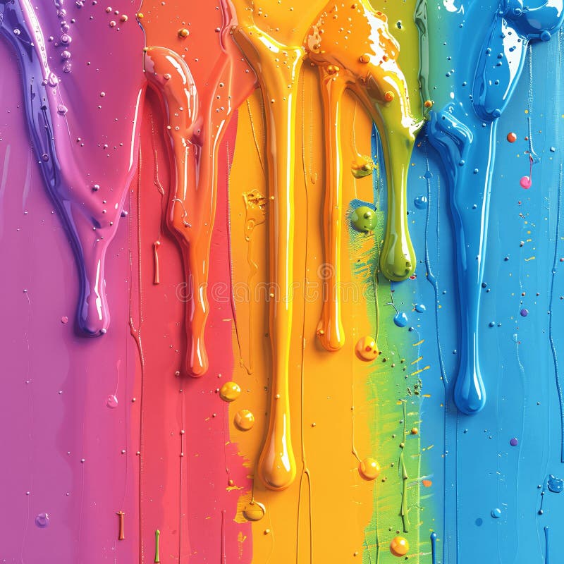 Dazzling Rainbow Drips on High-quality Canvas. Stock Illustration ...