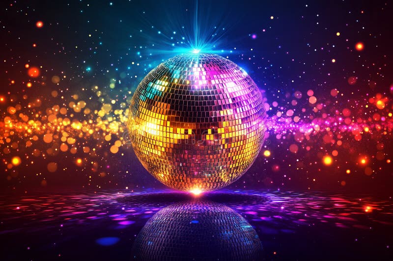 Dazzling Spinning Disco Ball, Reflecting Colorful Lights and Patterns ...