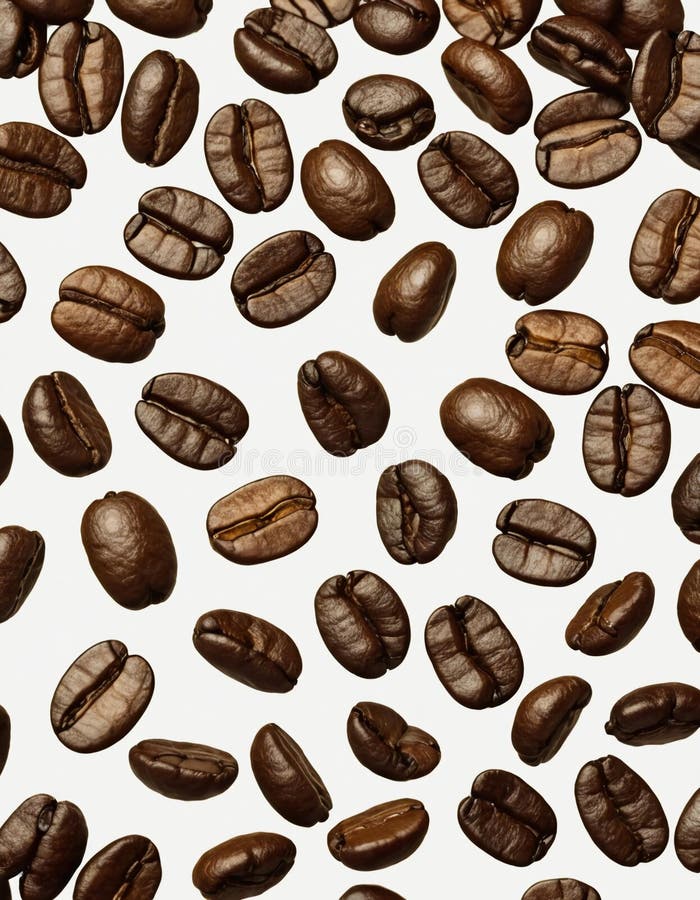 A Dazzling Spread of Assorted Coffee Beans Rests on a Stark White ...