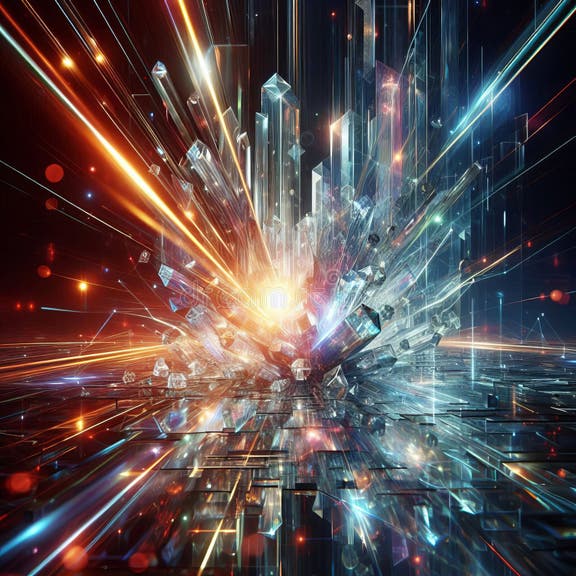 A Dazzling Study in Light Refraction Beams of Neon Slice through Stock ...