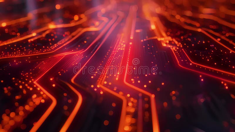 Dazzling Traces of Electrical Currents on a Circuit Board Arranged in a ...