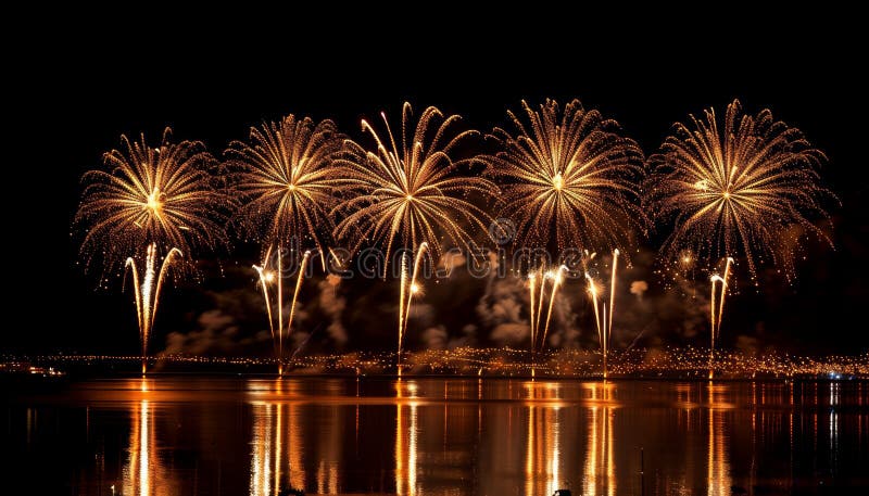 Dazzling Waterfront Fireworks Exhibition Creating a Stunning Display in ...