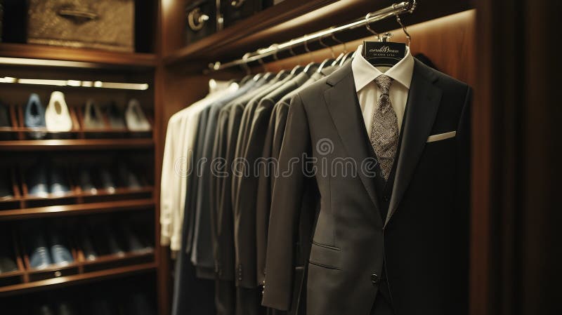 Dazzling Wedding Suit Hanging Elegantly Stock Image - Image of suit ...