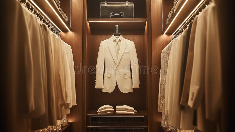 Dazzling White Wedding Suit Hanging Elegantly Stock Image - Image of ...