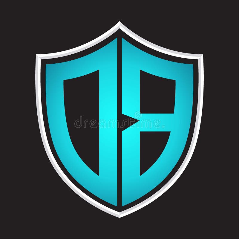 DB Logo Monogram with Shield Shape Isolated Blue Colors on Outline ...