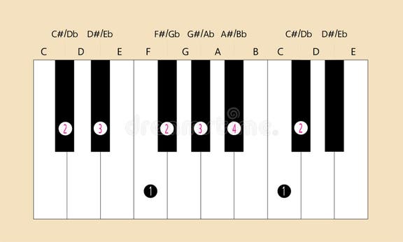 Db Major Scale Fingering for Piano Stock Illustration - Illustration of ...