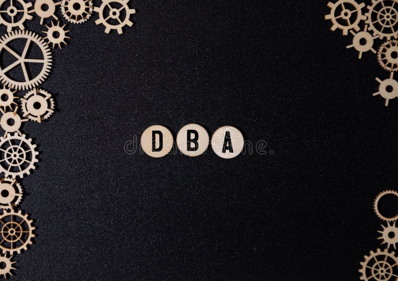 DBA Text Assembled from Wooden Cubes on a Black Background Stock Photo ...
