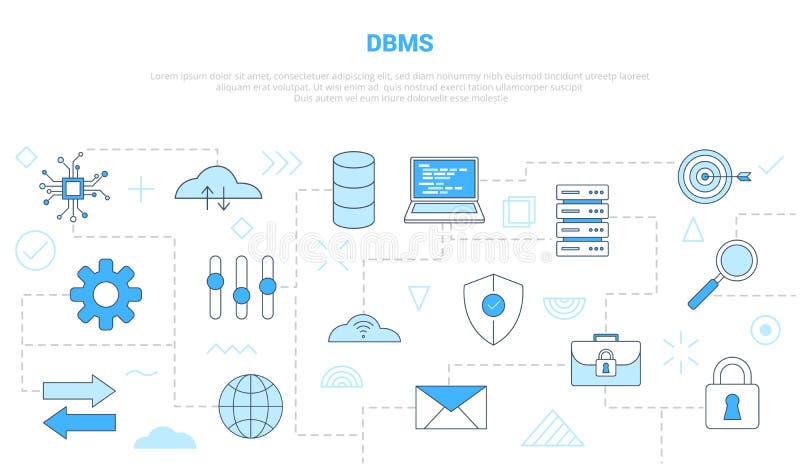 Dbms Database Management System Concept with Icon Set Template Banner ...